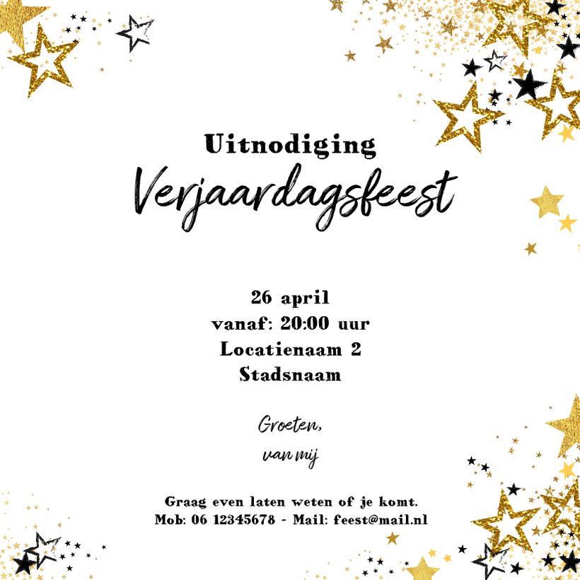 Uitnodiging feestje moderne feestelijke foto | Kaartje2go