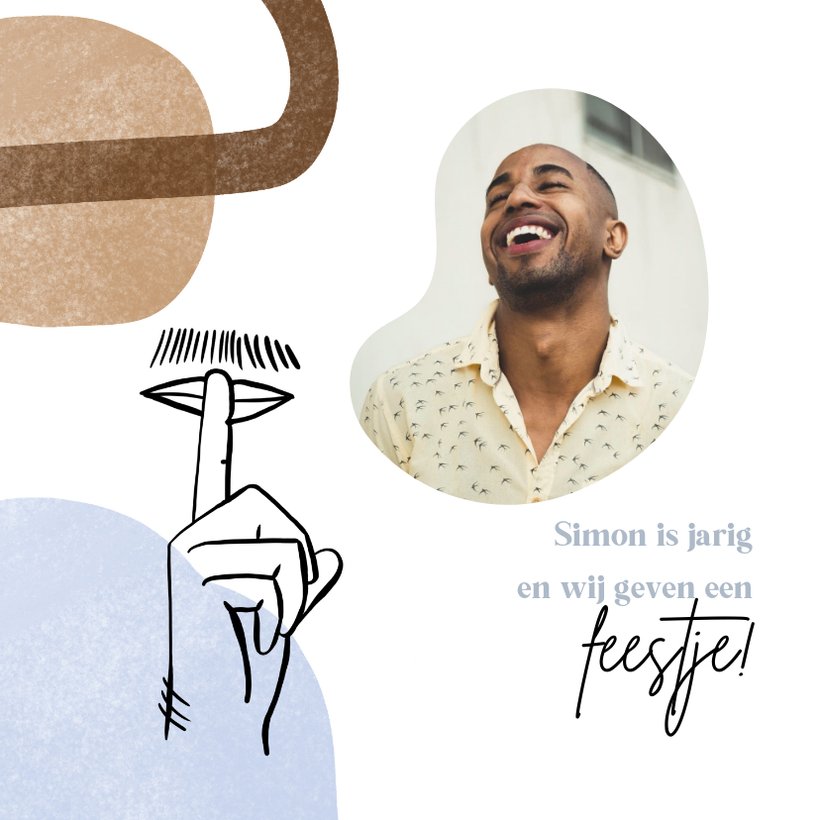 Uitnodiging feestje shhh verrassing hand | Kaartje2go