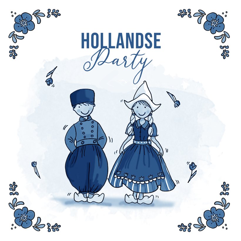 Uitnodiging Hollands feestje delftsblauw | Kaartje2go