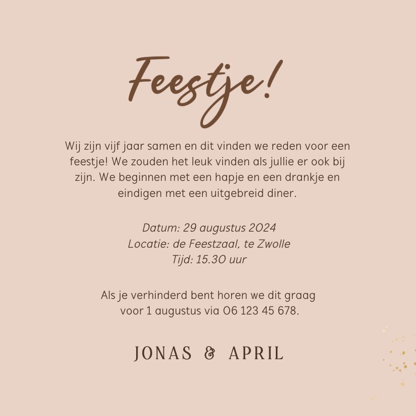 Uitnodiging jubileum 5 jaar samen houtlook | Kaartje2go