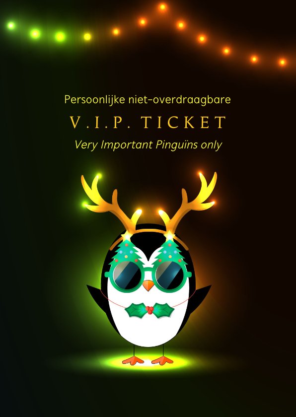 Uitnodiging kerst humor partypinguïn foute | Kaartje2go