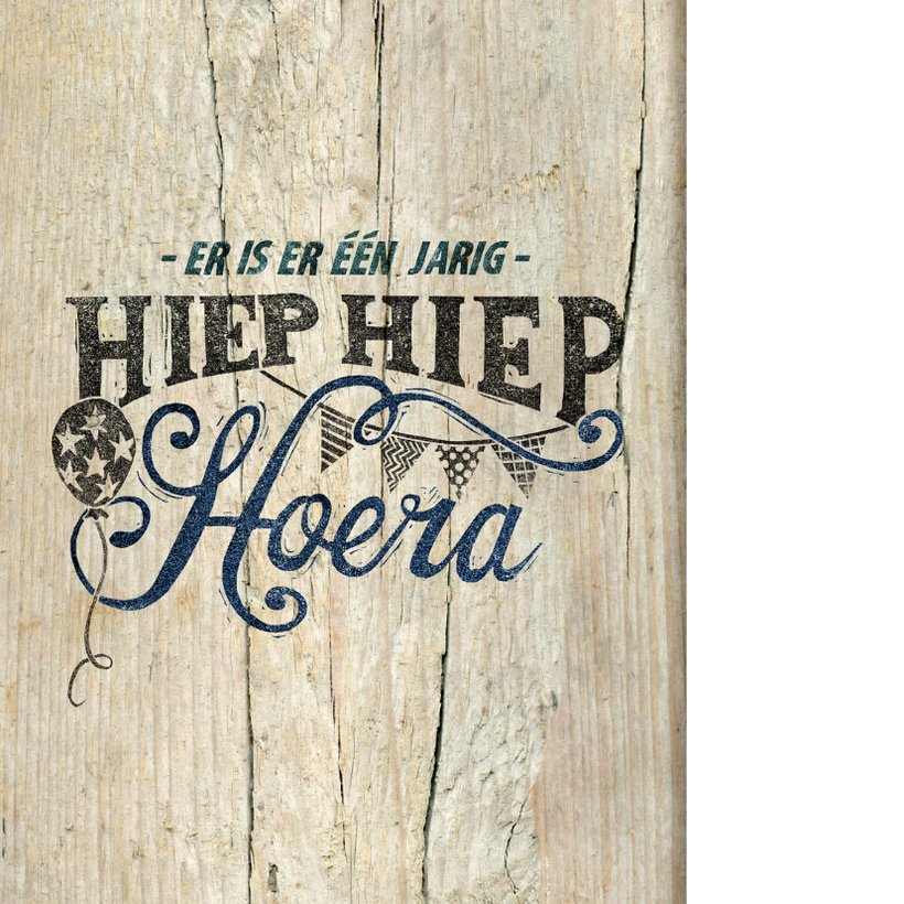 uitnodiging stempel hoera ballon blauw | Kaartje2go