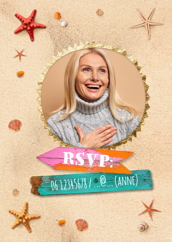 Uitnodiging strand feest beach party pensioen | Kaartje2go
