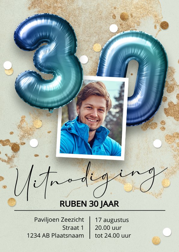 Uitnodiging verjaardag 30 jaar jongen man | Kaartje2go