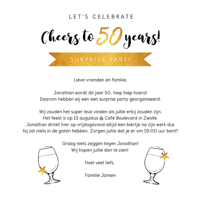 Uitnodiging verjaardag confetti 50 jaar | Kaartje2go