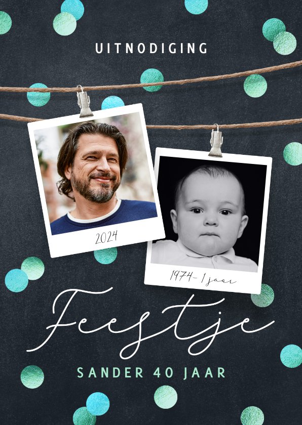 Uitnodiging verjaardag feest man met foto | Kaartje2go