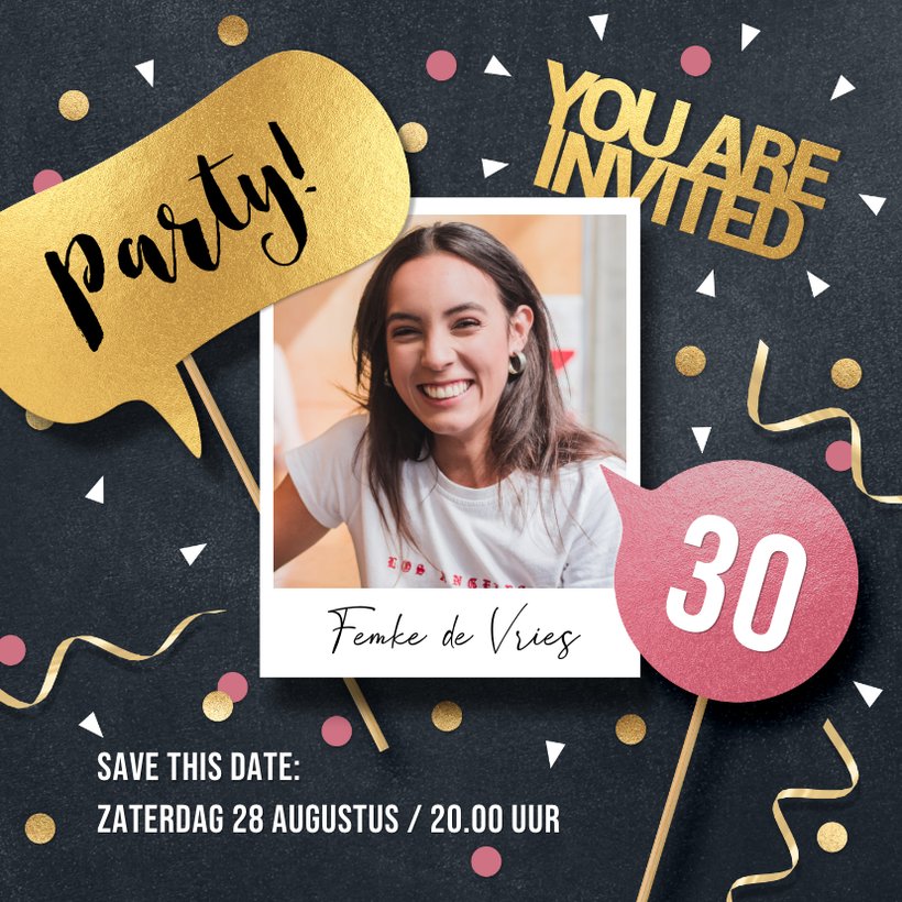 Uitnodiging verjaardag feest vrouw props | Kaartje2go