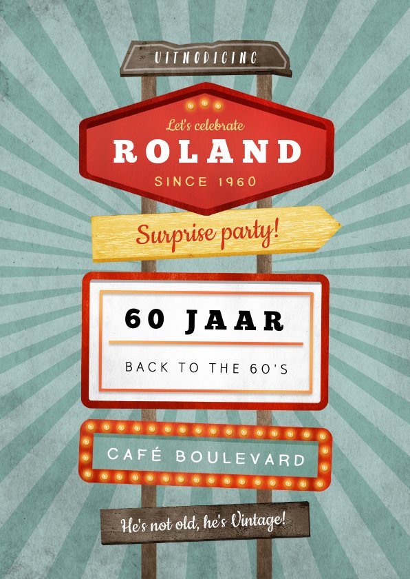 Uitnodiging verjaardagsfeest man retro vintage | Kaartje2go Uitnodiging verjaardagsfeest man retro vintage | Kaartje2go