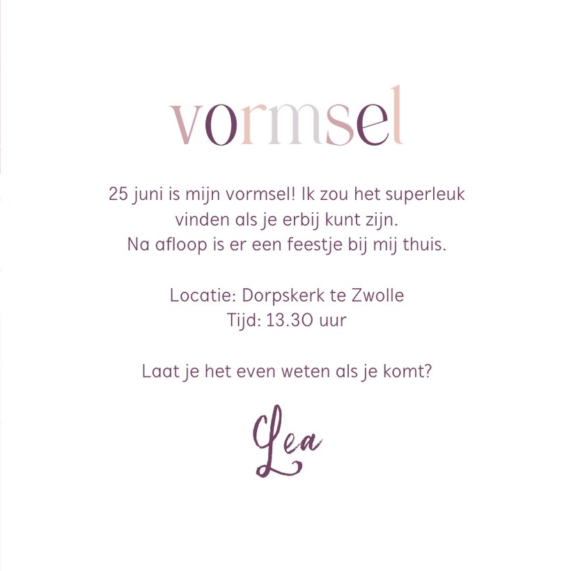 Uitnodiging vormsel abstracte vorm in | Kaartje2go