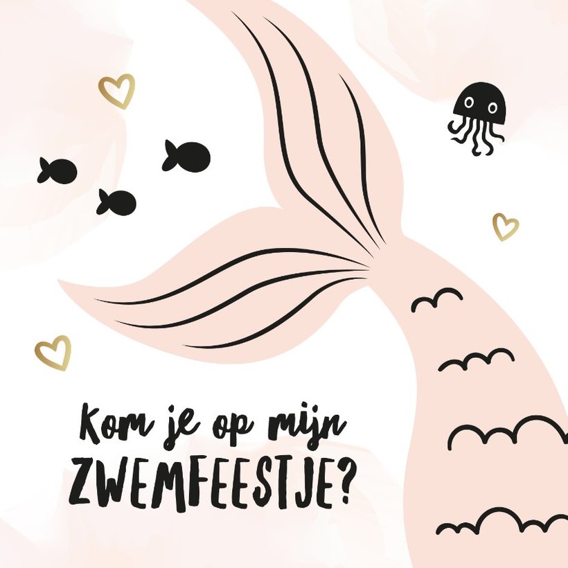 Uitnodiging zwemfeestje zeemeermin | Kaartje2go