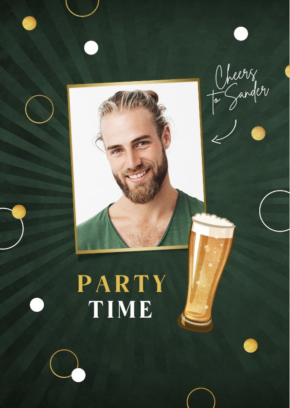 Uitnodigingskaart surprise party goud confetti | Kaartje2go