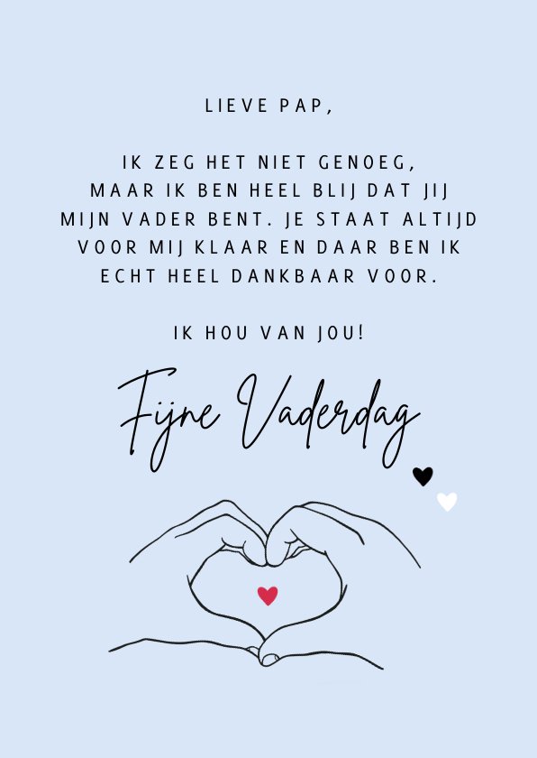 Vaderdag hart handen - Vaderdag kaarten | Kaartje2go