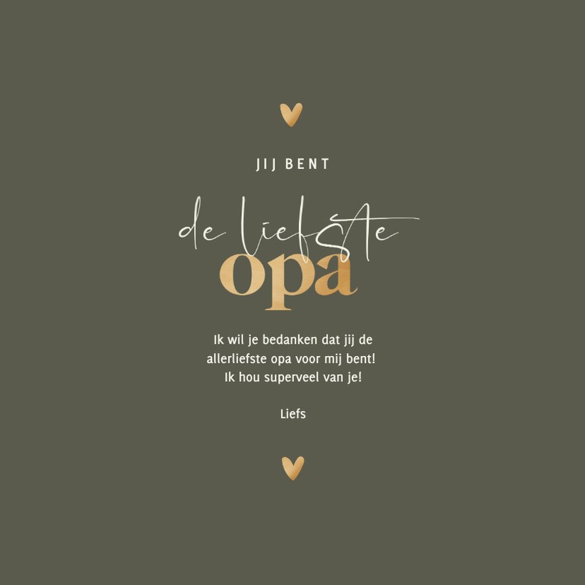 Vaderdagkaart 2 foto's liefste opa donkergroen | Kaartje2go