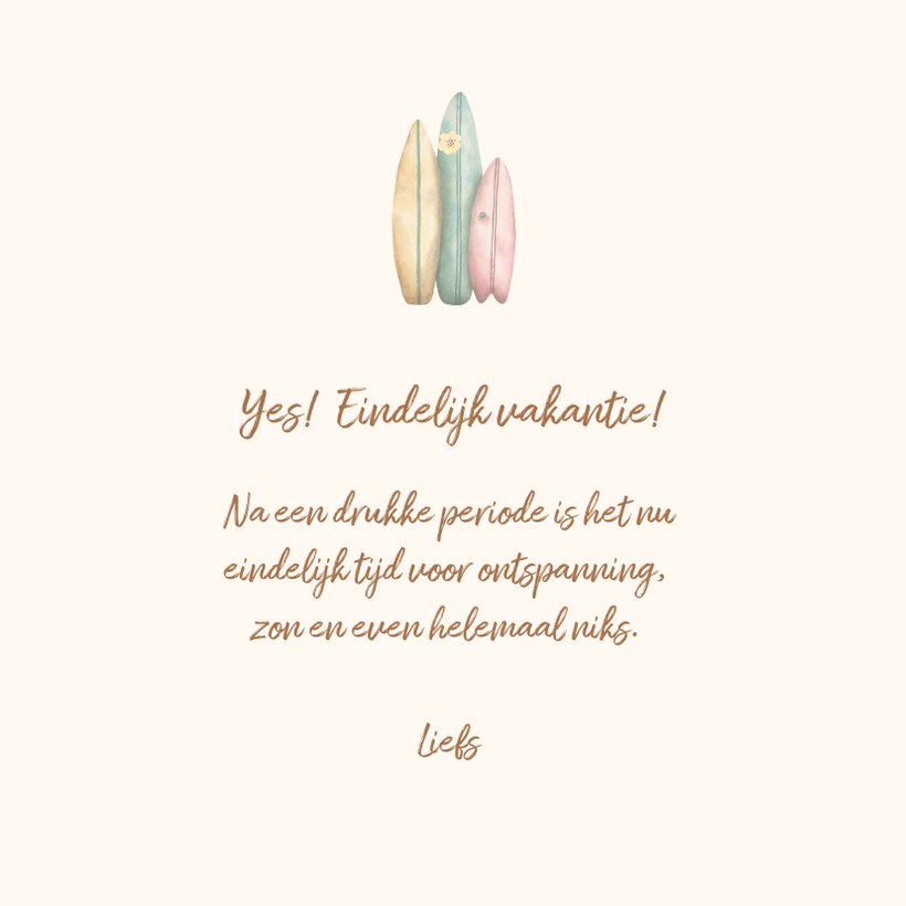 Vakantiekaart relax take it easy | Kaartje2go