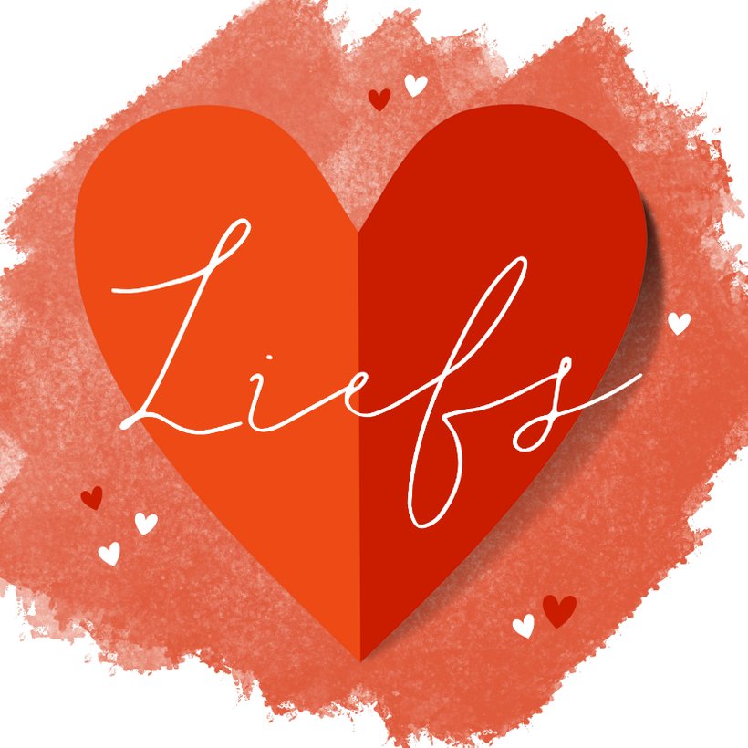 Valentijnskaart liefs rood hartjes op waterverf | Kaartje2go