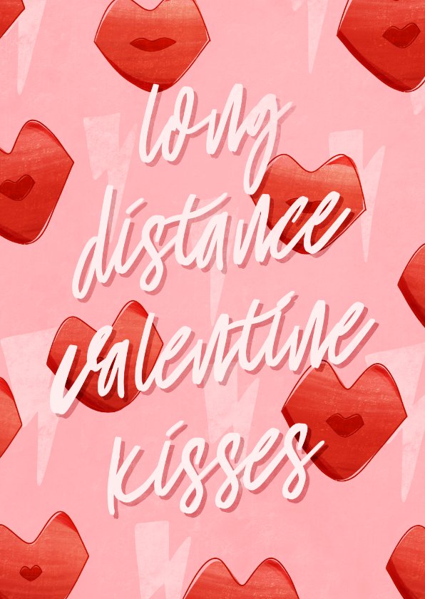 Valentijnskaart long distance valentine kisses | Kaartje2go