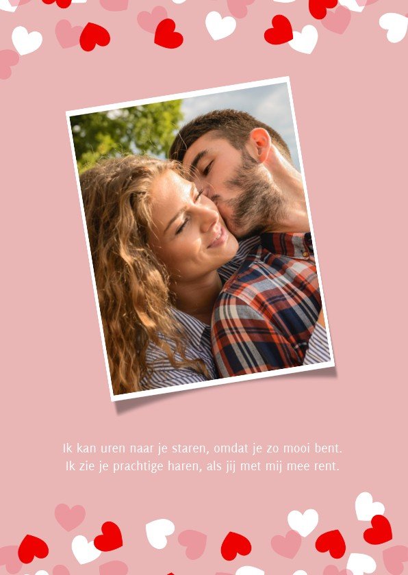 Valentijnskaart met kader van hartjes en foto | Kaartje2go