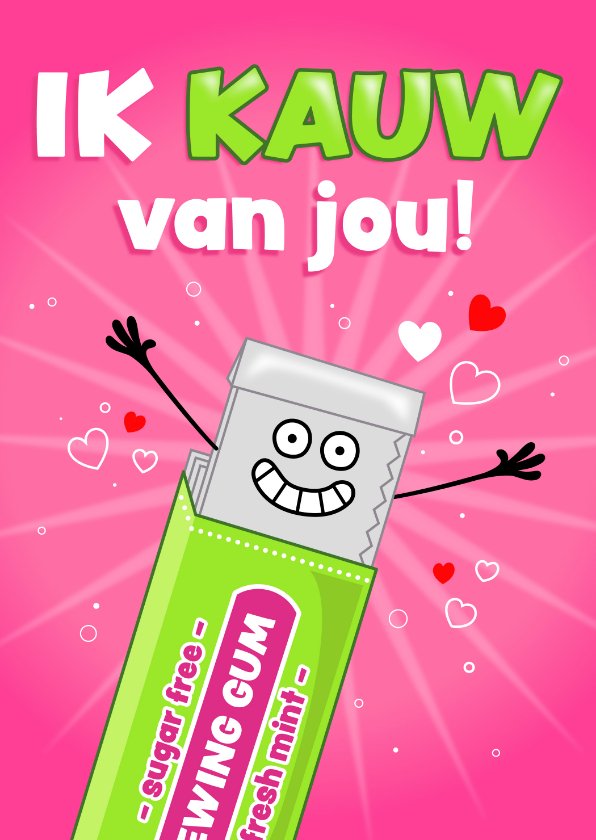 Valentijnskaart met pakje kauwgom | Kaartje2go