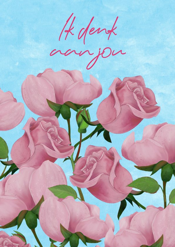 Valentijnskaart met roze rozen | Kaartje2go