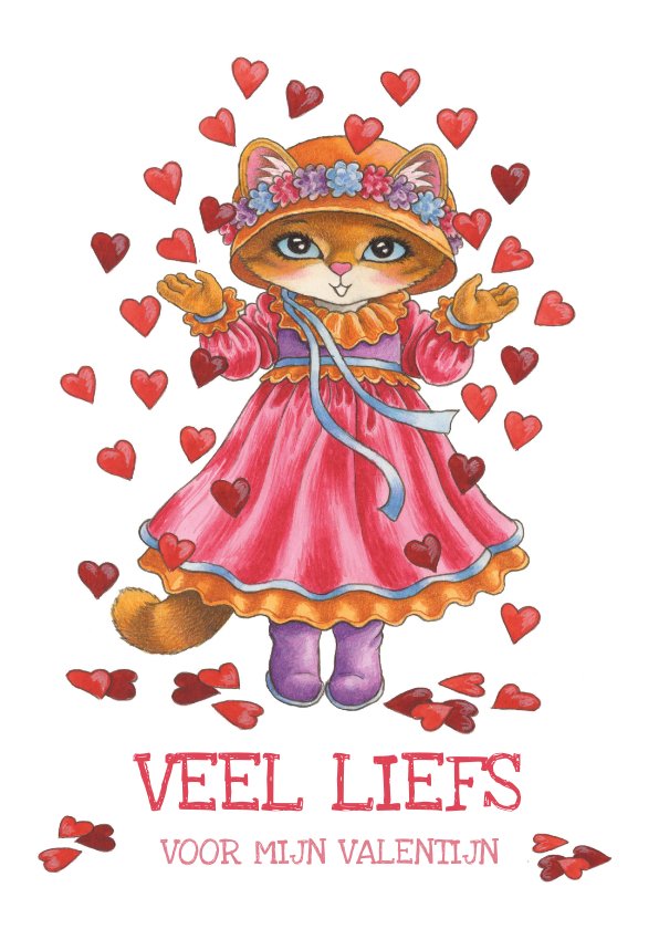 Valentijnskaart Molly het regent hartjes | Kaartje2go