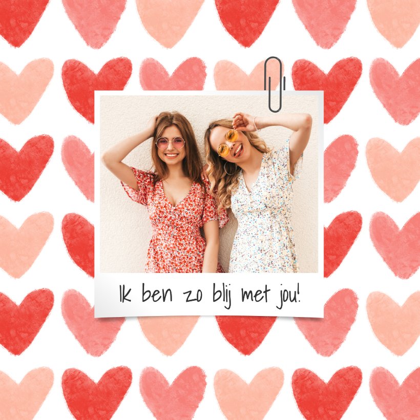 Valentijnskaart vriendin foto hartjes ik ben | Kaartje2go