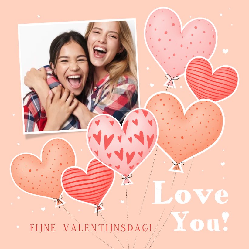 Valentijnskaart vrolijke hippe 3d hartjes | Kaartje2go