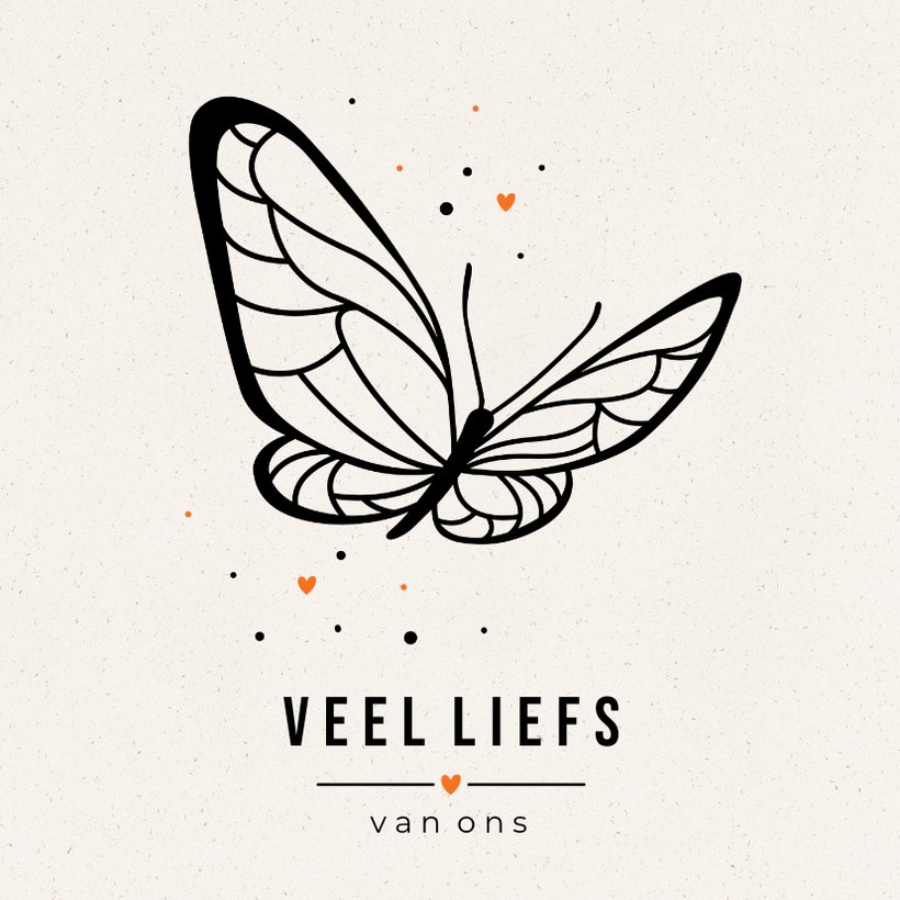 Veel liefs wenskaart met vlinder- Nationaal MS | Kaartje2go