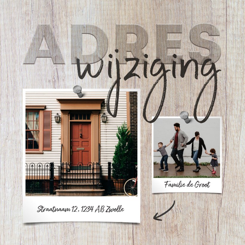 Verhuiskaart hout adreswijziging met foto's | Kaartje2go
