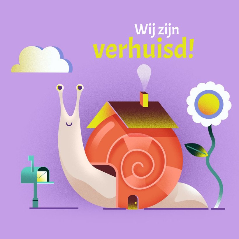 Verhuiskaart met grappig slakje | Kaartje2go