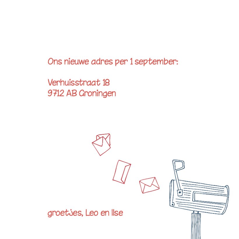 Verhuiskaart tekening brievenbus | Kaartje2go