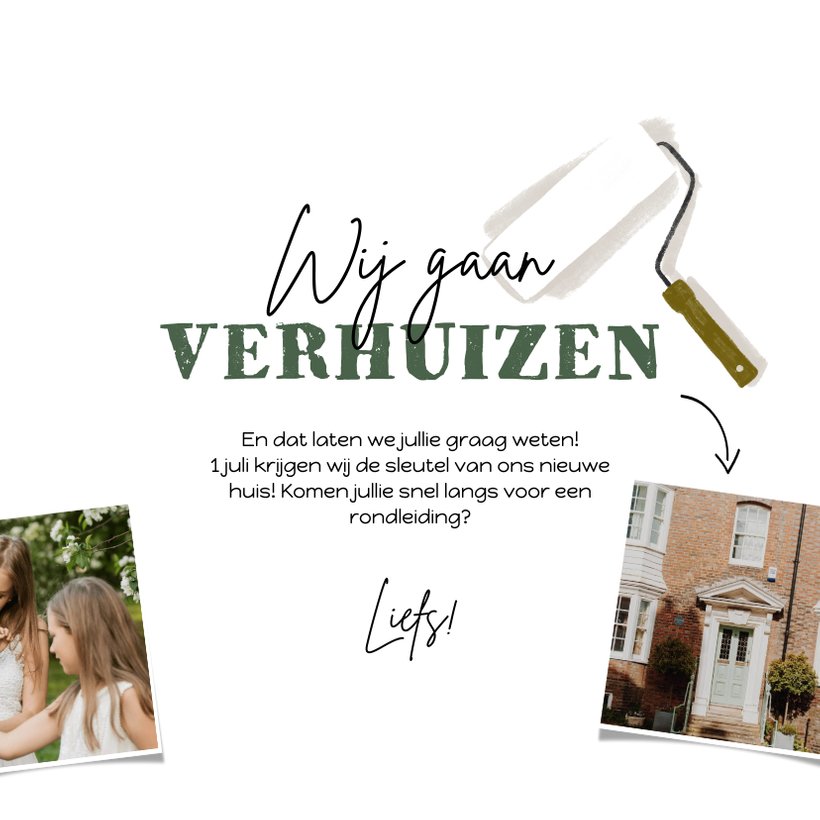 Verhuiskaart verhuisbericht met verfroller en | Kaartje2go
