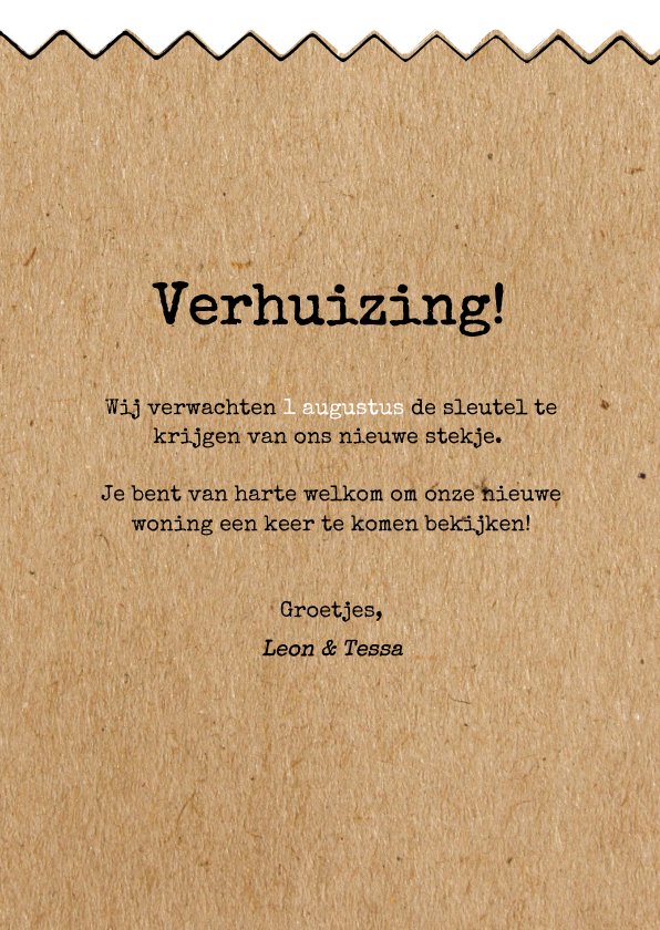 Verhuiskaart voor adreswijziging kraft look | Kaartje2go