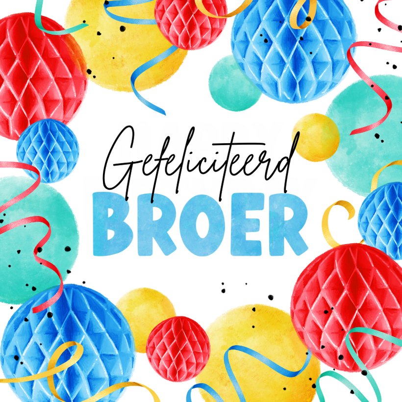 Verjaardag felicitatie broer man confetti | Kaartje2go