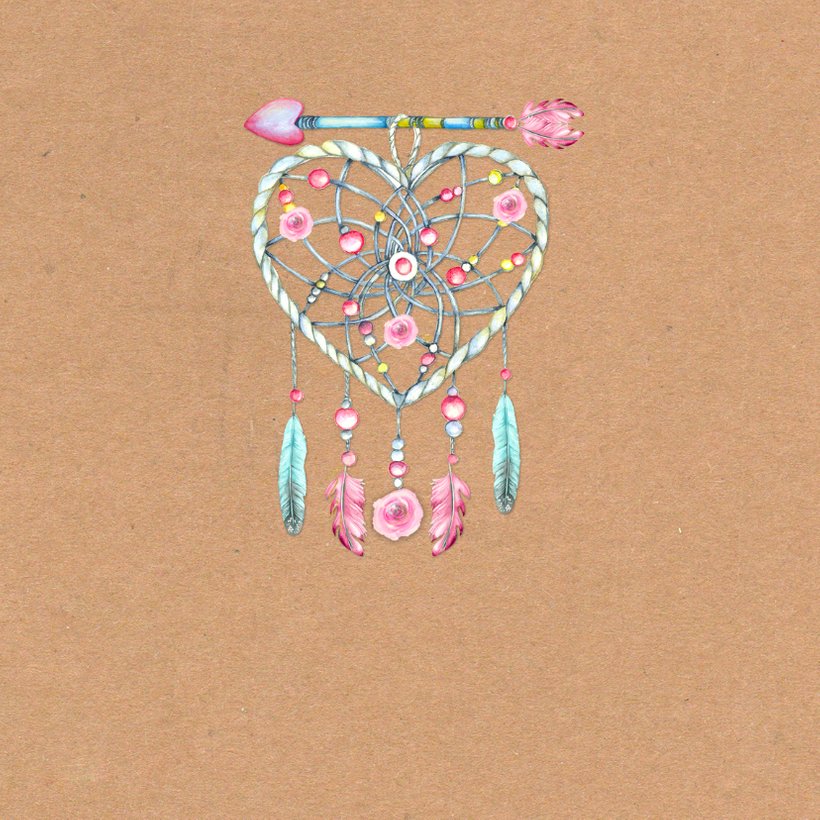 Verjaardag hart bohemian hart veren | Kaartje2go