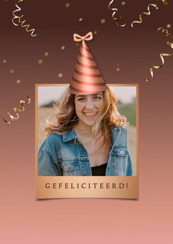 Verjaardag humor feestmuts gouden confetti en | Kaartje2go