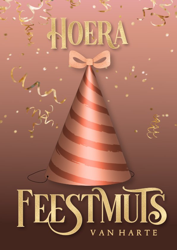 Verjaardag humor feestmuts gouden confetti en | Kaartje2go