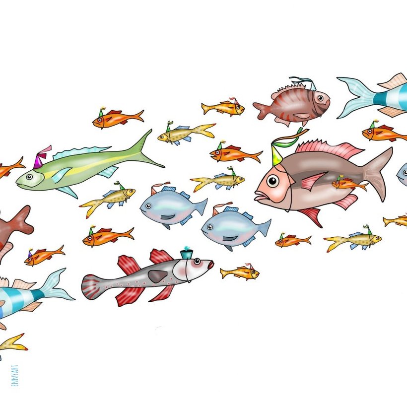 Verjaardag- school vissen - Verjaardagskaarten | Kaartje2go