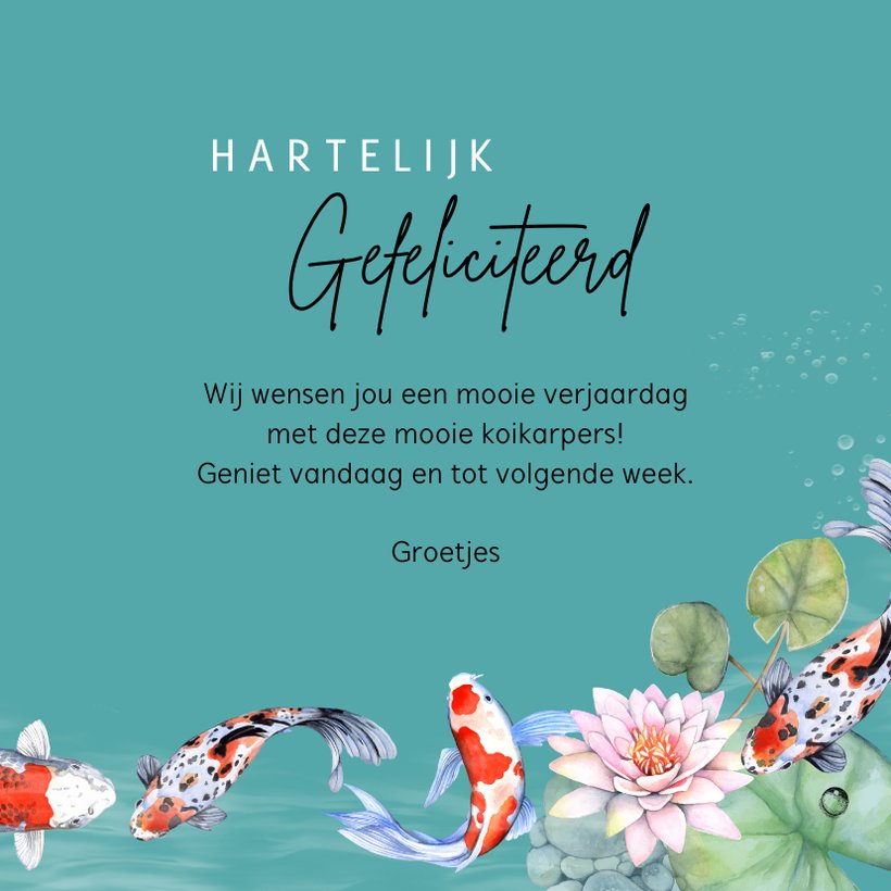 Verjaardag vissen koikarpers | Kaartje2go
