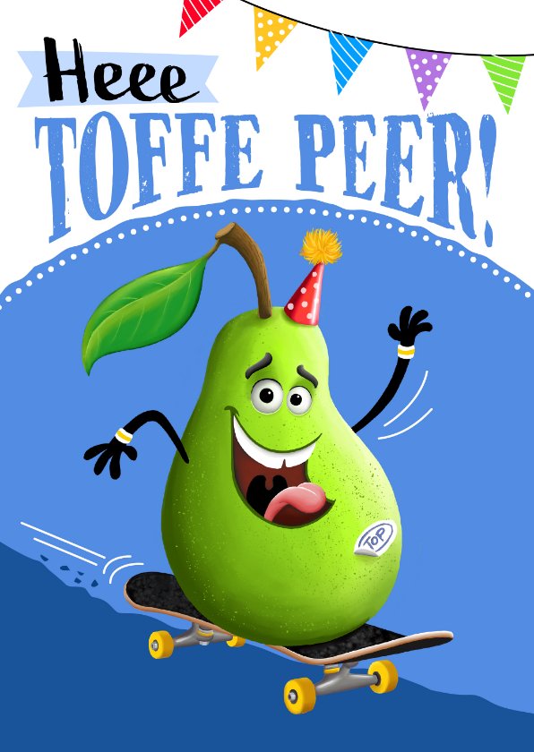 Verjaardags kaart toffe peer op skateboard | Kaartje2go