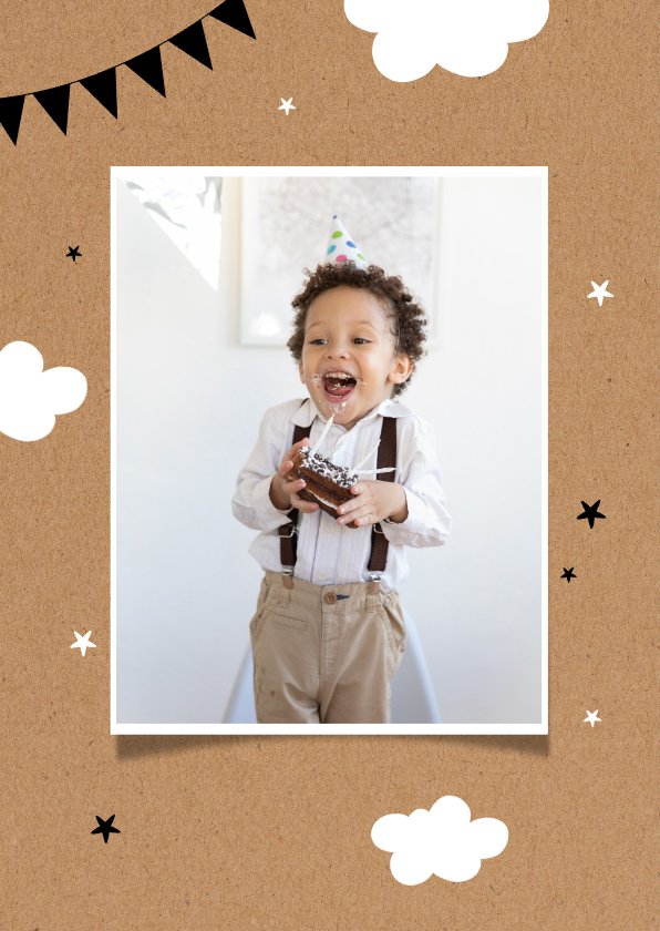 Verjaardagskaart 3 jaar kraft fotocollage | Kaartje2go