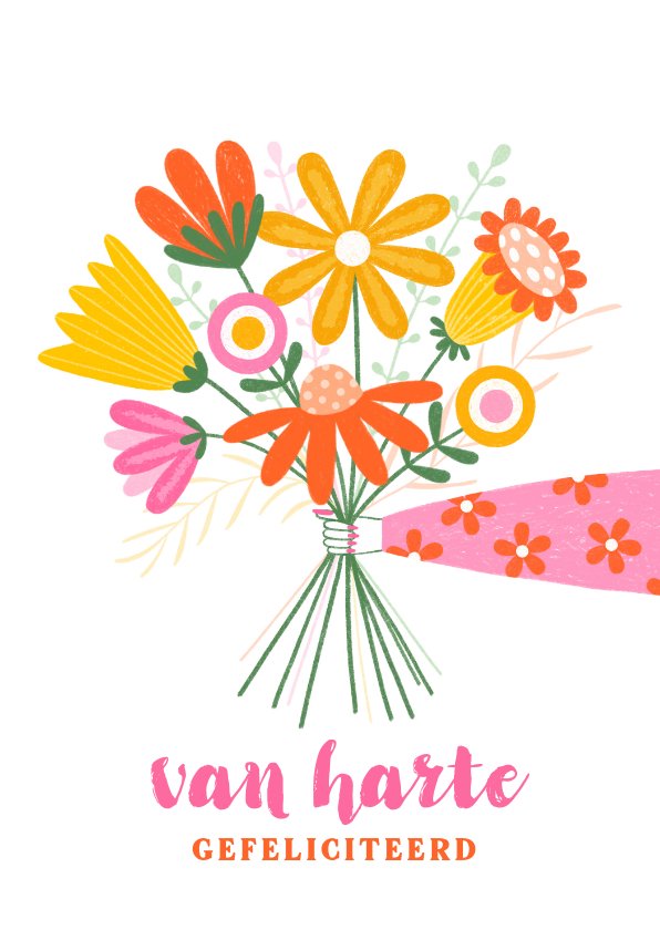 Verjaardagskaart arm bos bloemen roze | Kaartje2go