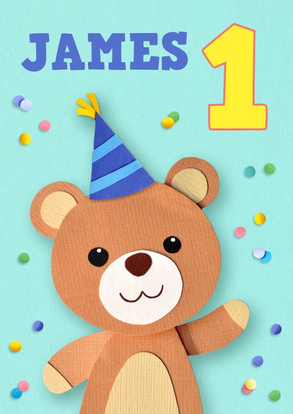 Verjaardagskaart beertje 1 jaar | Kaartje2go