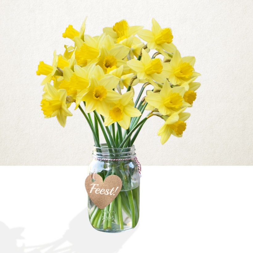 Verjaardagskaart bloemen boeket narcissen in | Kaartje2go