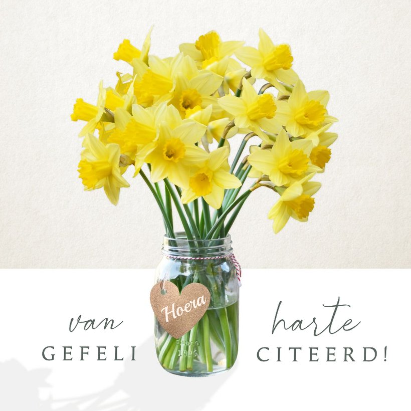 Verjaardagskaart bloemen boeket narcissen in | Kaartje2go