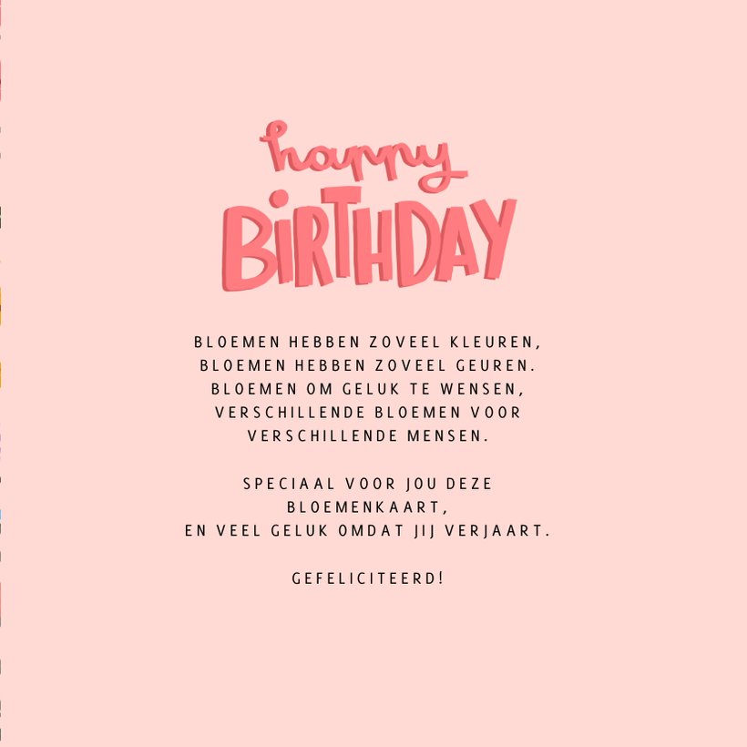 Verjaardagskaart bloemen explosie roze | Kaartje2go