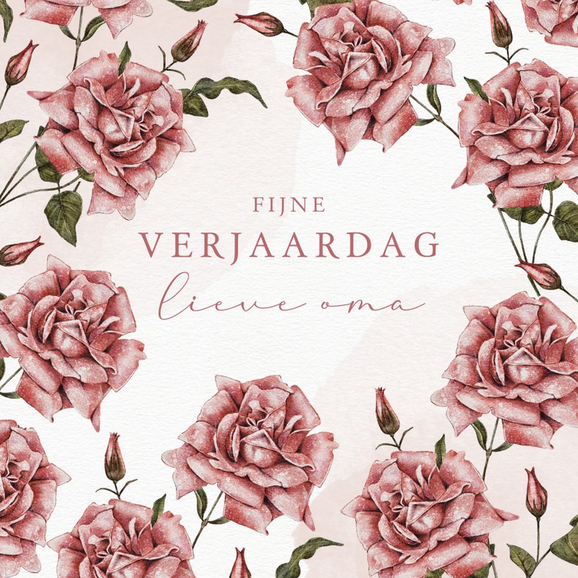 Verjaardagskaart boordevol roze rozen voor de | Kaartje2go