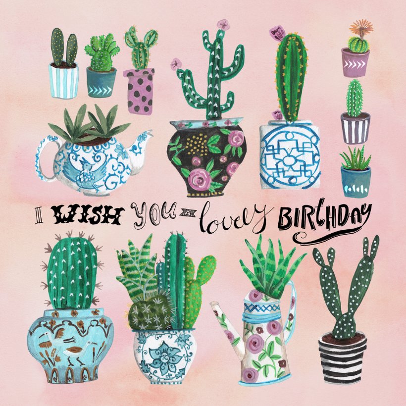 Verjaardagskaart cactus Birthday | Kaartje2go