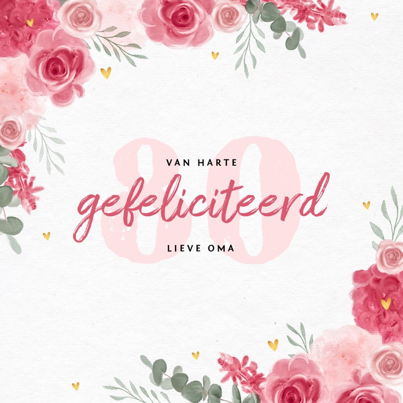 Verjaardagskaart felicitatie bloemen gouden | Kaartje2go