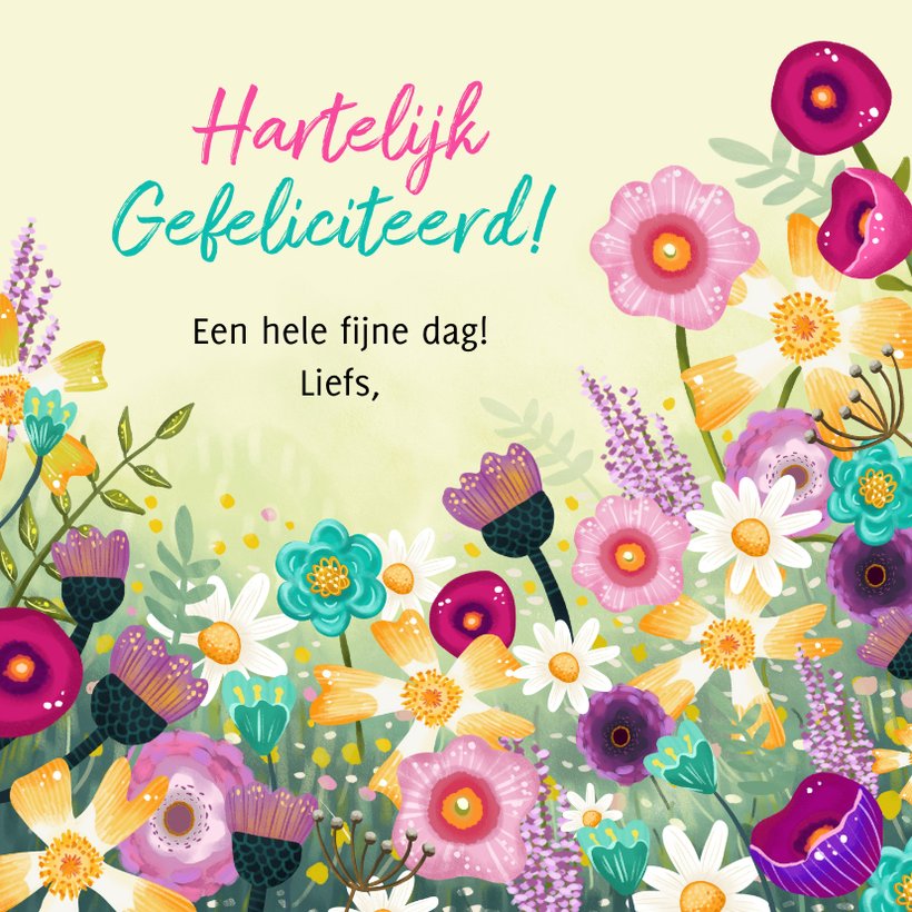 Verjaardagskaart felicitatie bloemen happy | Kaartje2go