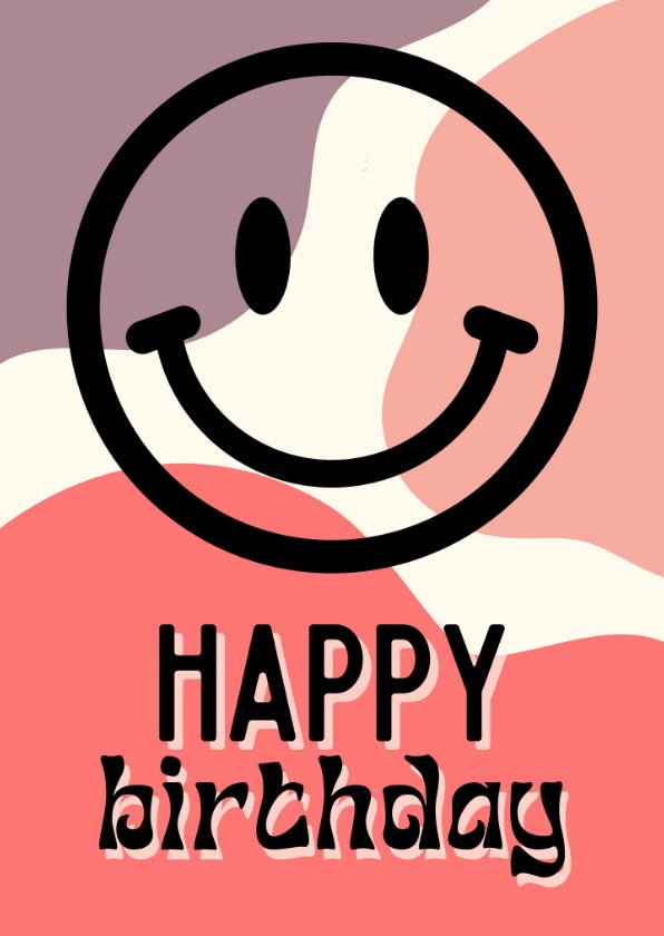 Verjaardagskaart groovy smiley | Kaartje2go